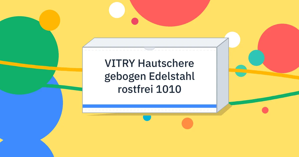 Symbolbild: Packung mit der Aufschrift VITRY Hautschere gebogen Edelstahl rostfrei 1010 (PZN 05045102) – Verfügbarkeit und Bezug in Apotheken in Frankfurt am Main