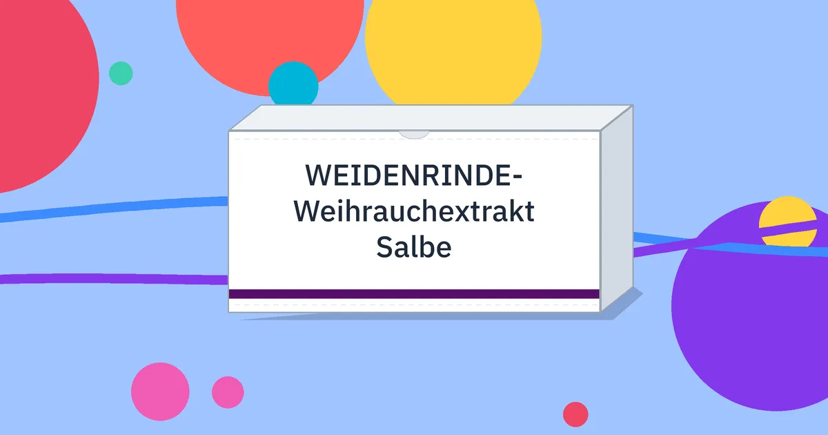 Symbolbild: Packung mit der Aufschrift WEIDENRINDE-Weihrauchextrakt Salbe (PZN 18396866) – Verfügbarkeit und Bezug in Apotheken in Frankfurt am Main