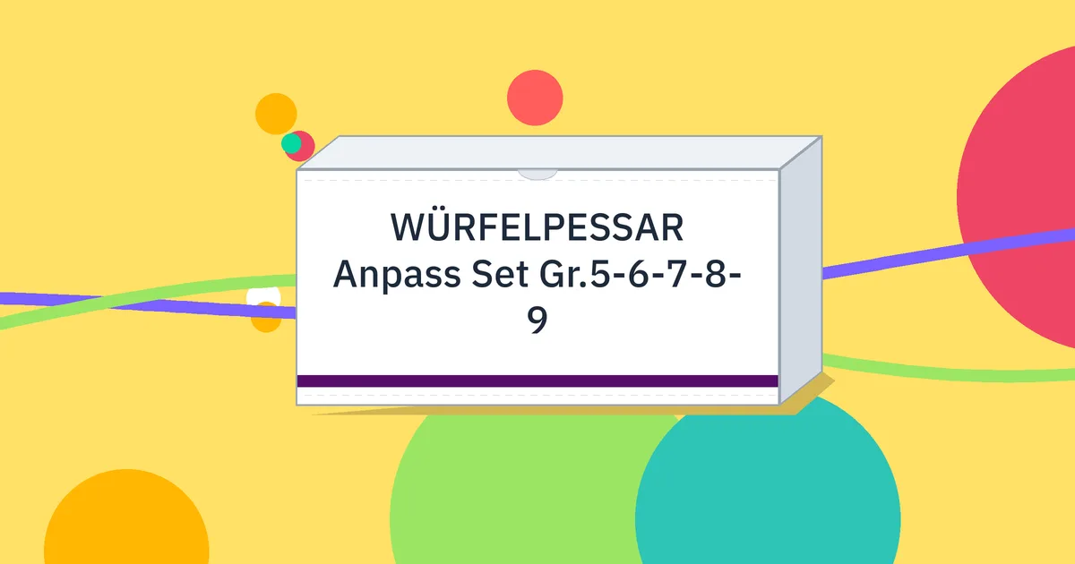 Symbolbild: Packung mit der Aufschrift WÜRFELPESSAR Anpass Set Gr.5-6-7-8-9 (PZN 16842037) – Verfügbarkeit und Bezug in Apotheken in Frankfurt am Main