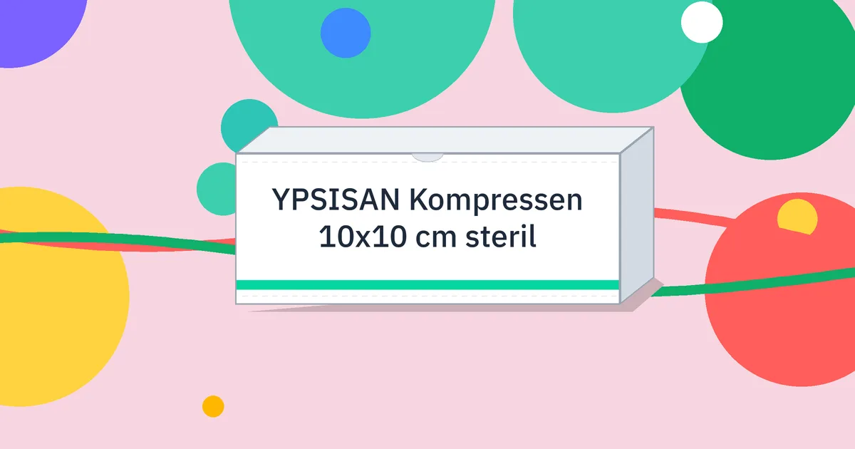 Symbolbild: Packung mit der Aufschrift YPSISAN Kompressen 10x10 cm steril (PZN 12603896) – Verfügbarkeit und Bezug in Apotheken in Frankfurt am Main