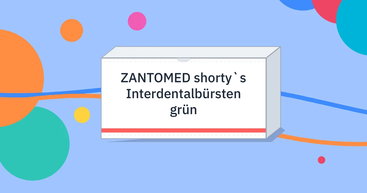 Symbolbild: Packung mit der Aufschrift ZANTOMED shorty`s Interdentalbürsten grün (PZN 03434727) – Verfügbarkeit und Bezug in Apotheken in Frankfurt am Main