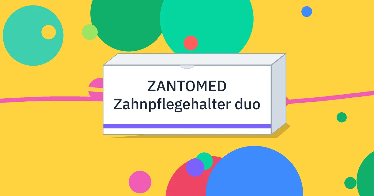 Symbolbild: Packung mit der Aufschrift ZANTOMED Zahnpflegehalter duo (PZN 02656839) – Verfügbarkeit und Bezug in Apotheken in Frankfurt am Main