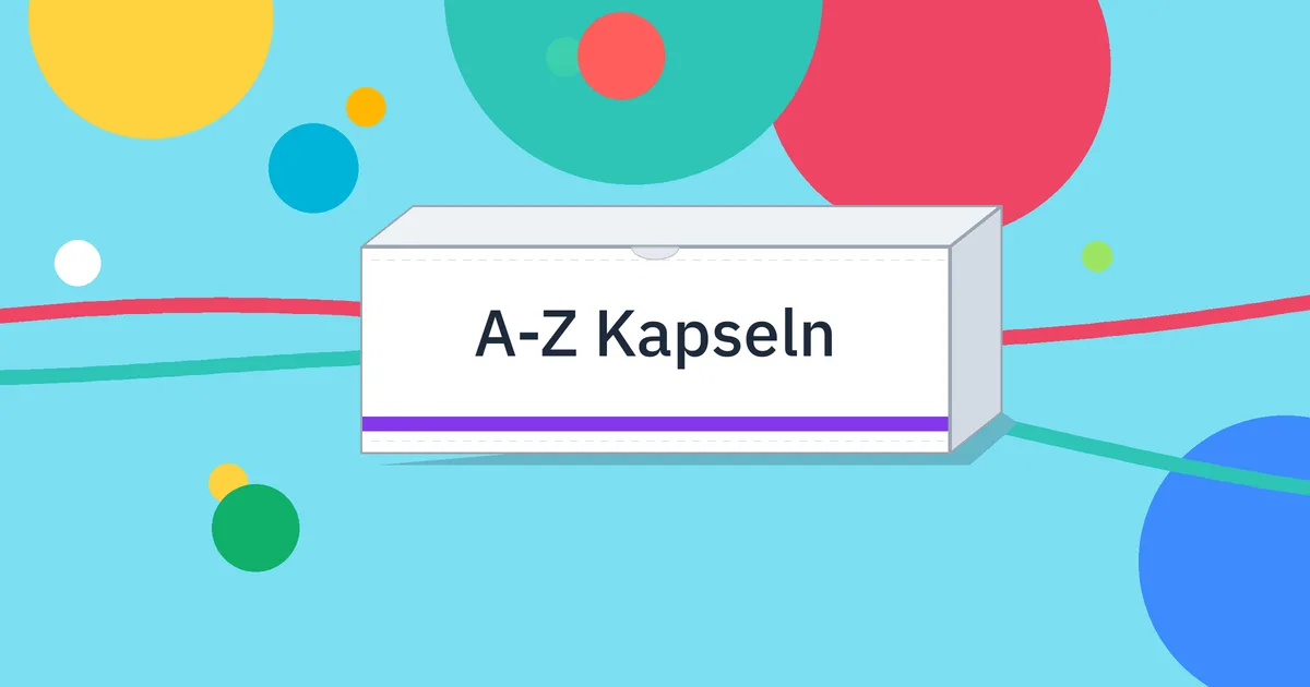 Symbolbild: Packung mit der Aufschrift A-Z Kapseln (PZN 17425620) – Verfügbarkeit und Bezug in Apotheken in Frankfurt am Main