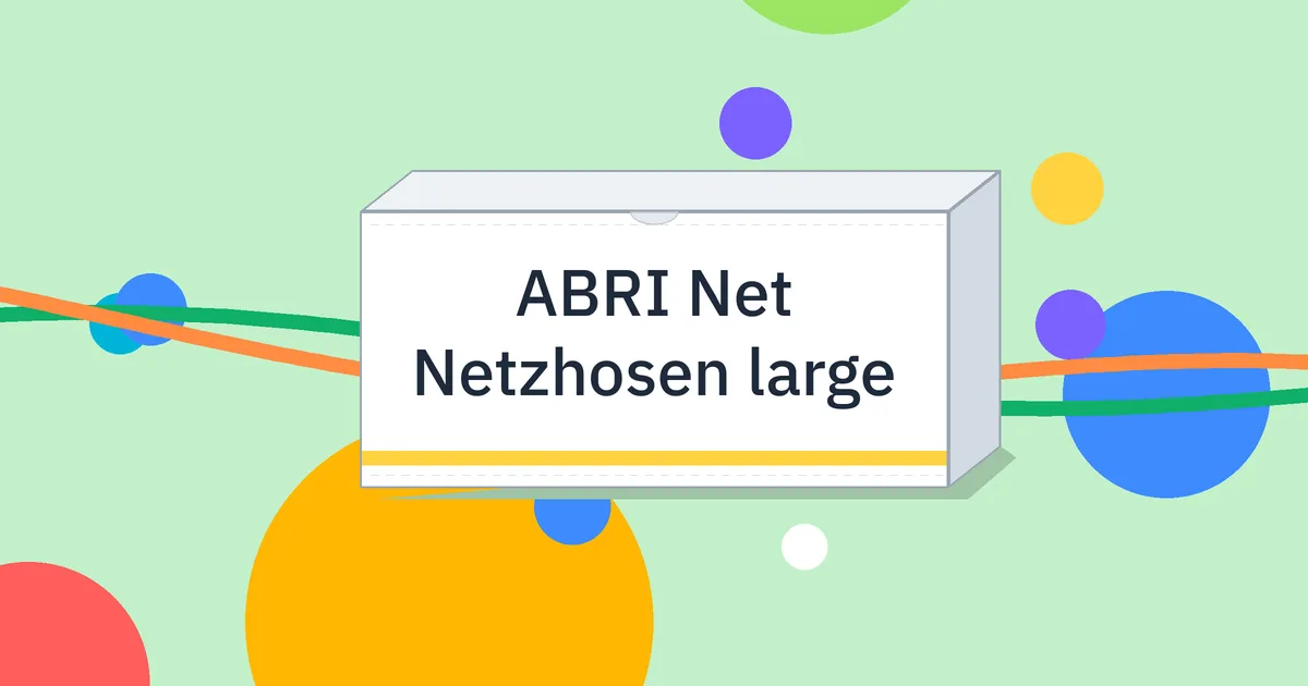 Symbolbild: Packung mit der Aufschrift ABRI Net Netzhosen large (PZN 00753662) – Verfügbarkeit und Bezug in Apotheken in Frankfurt am Main