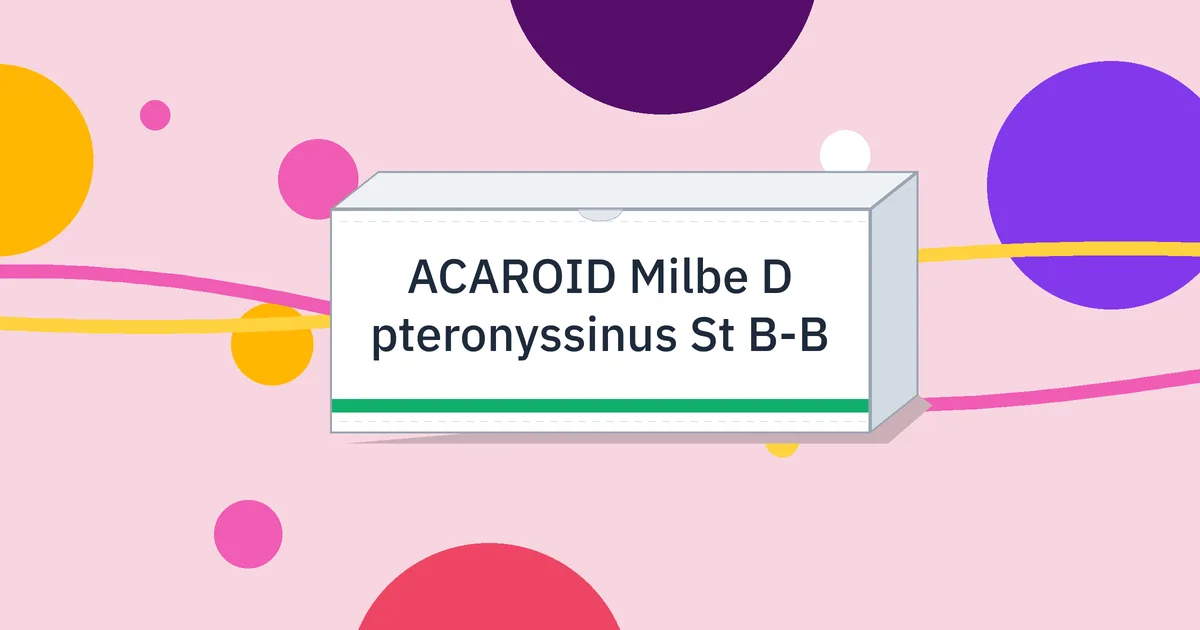 Symbolbild: Packung mit der Aufschrift ACAROID Milbe D pteronyssinus St B-B (PZN 15741297) – Verfügbarkeit und Bezug in Apotheken in Frankfurt am Main