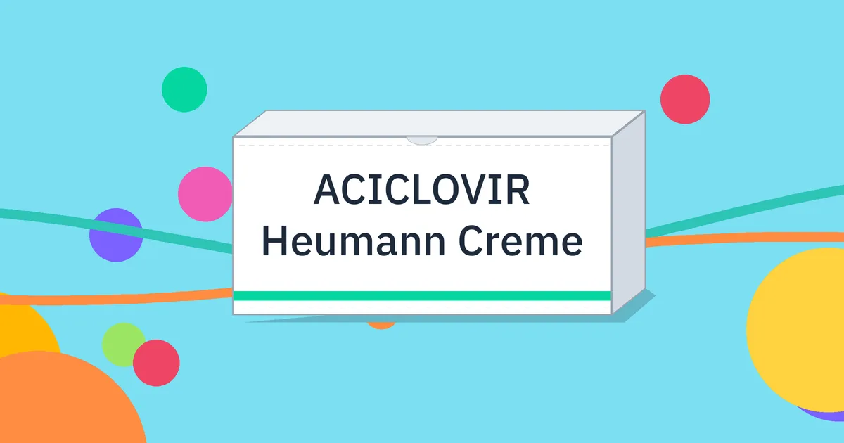 Symbolbild: Packung mit der Aufschrift ACICLOVIR Heumann Creme (PZN 06977960) – Verfügbarkeit und Bezug in Apotheken in Frankfurt am Main