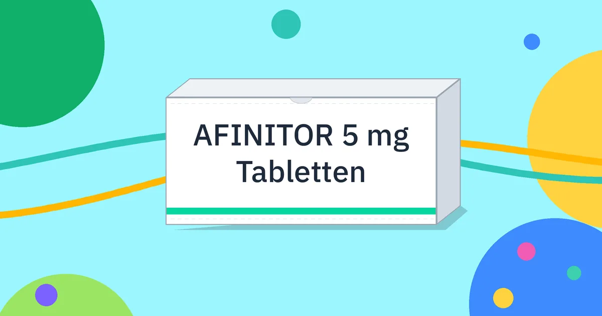 Symbolbild: Packung mit der Aufschrift AFINITOR 5 mg Tabletten (PZN 16897386) – Verfügbarkeit und Bezug in Apotheken in Frankfurt am Main