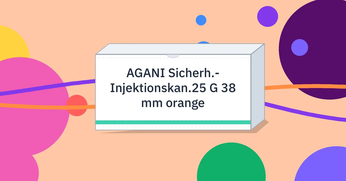 Symbolbild: Packung mit der Aufschrift AGANI Sicherh.-Injektionskan.25 G 38 mm orange (PZN 17630490) – Verfügbarkeit und Bezug in Apotheken in Frankfurt am Main