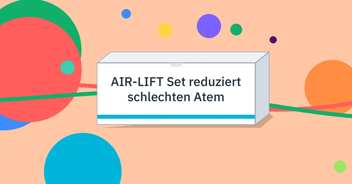Symbolbild: Packung mit der Aufschrift AIR-LIFT Set reduziert schlechten Atem (PZN 10552806) – Verfügbarkeit und Bezug in Apotheken in Frankfurt am Main