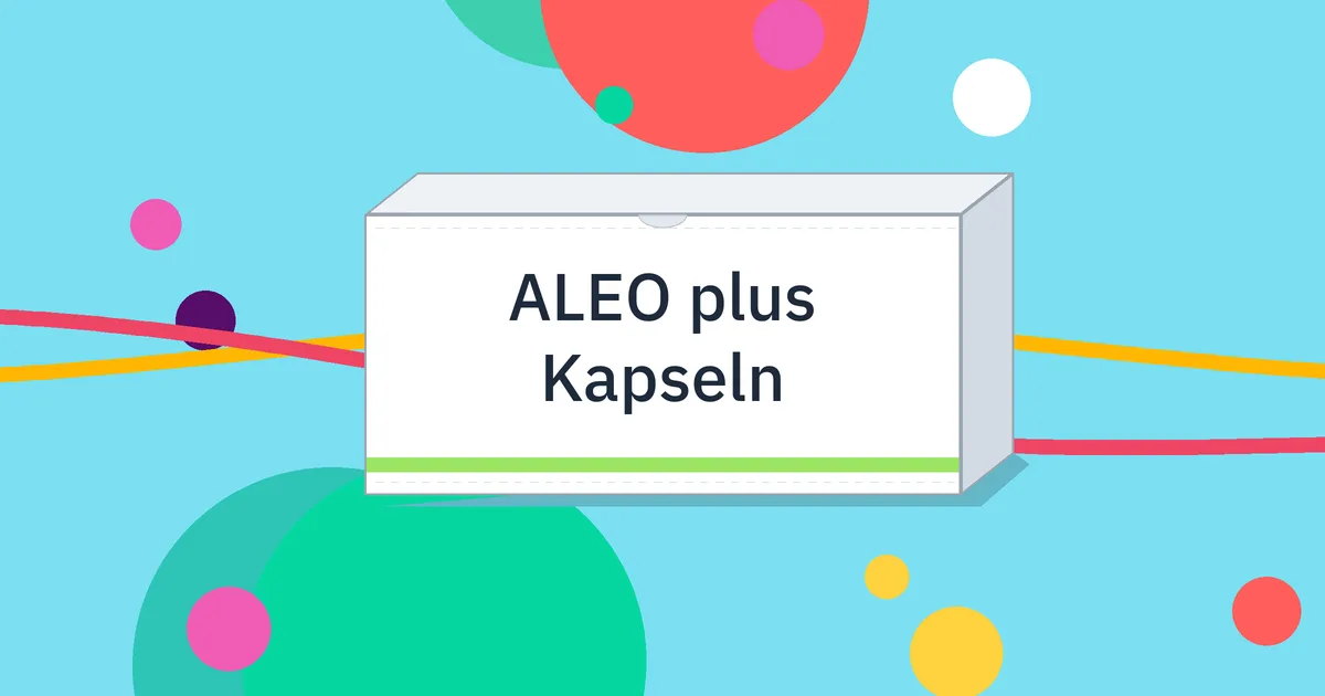 Symbolbild: Packung mit der Aufschrift ALEO plus Kapseln (PZN 11727018) – Verfügbarkeit und Bezug in Apotheken in Frankfurt am Main
