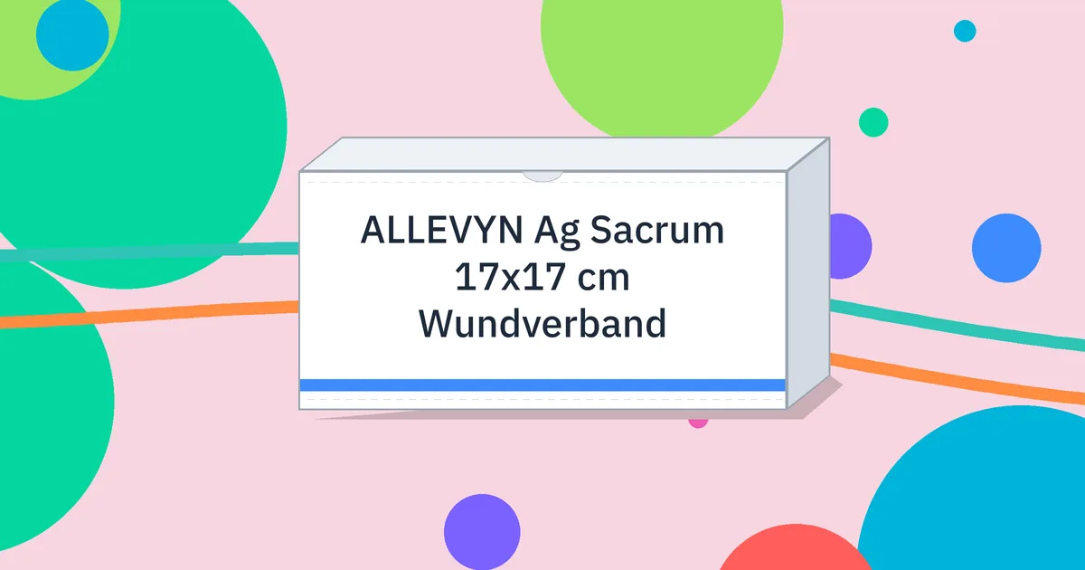 Symbolbild: Packung mit der Aufschrift ALLEVYN Ag Sacrum 17x17 cm Wundverband (PZN 14358691) – Verfügbarkeit und Bezug in Apotheken in Frankfurt am Main