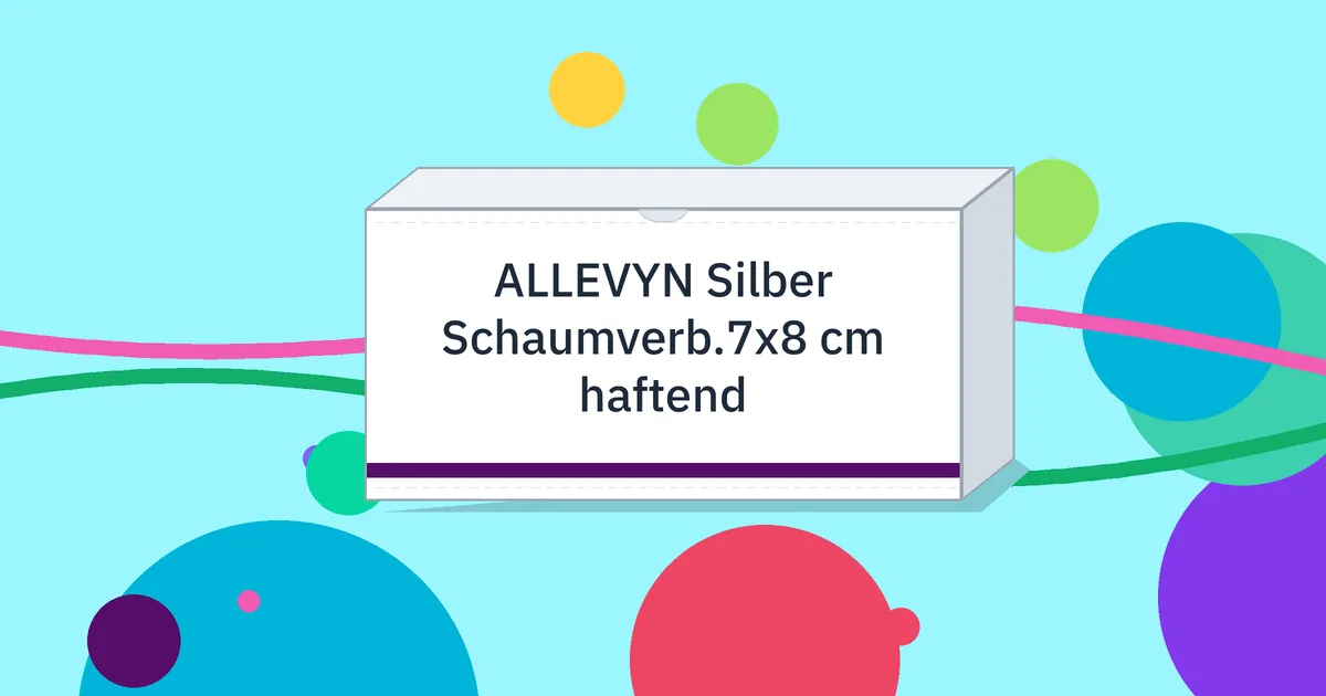 Symbolbild: Packung mit der Aufschrift ALLEVYN Silber Schaumverb.7x8 cm haftend (PZN 17831136) – Verfügbarkeit und Bezug in Apotheken in Frankfurt am Main