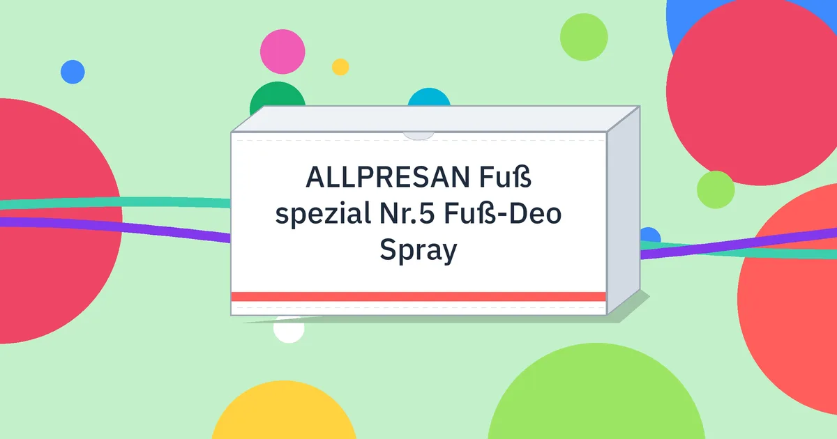 Symbolbild: Packung mit der Aufschrift ALLPRESAN Fuß spezial Nr.5 Fuß-Deo Spray (PZN 09917148) – Verfügbarkeit und Bezug in Apotheken in Frankfurt am Main