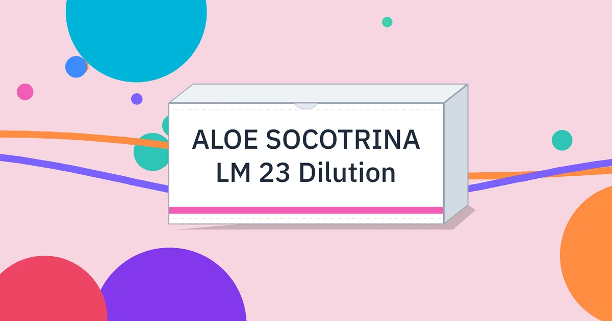 Symbolbild: Packung mit der Aufschrift ALOE SOCOTRINA LM 23 Dilution (PZN 13313539) – Verfügbarkeit und Bezug in Apotheken in Frankfurt am Main