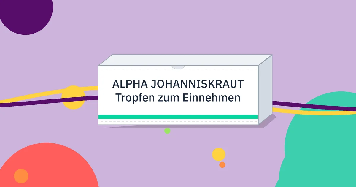 Symbolbild: Packung mit der Aufschrift ALPHA JOHANNISKRAUT Tropfen zum Einnehmen (PZN 11292626) – Verfügbarkeit und Bezug in Apotheken in Frankfurt am Main