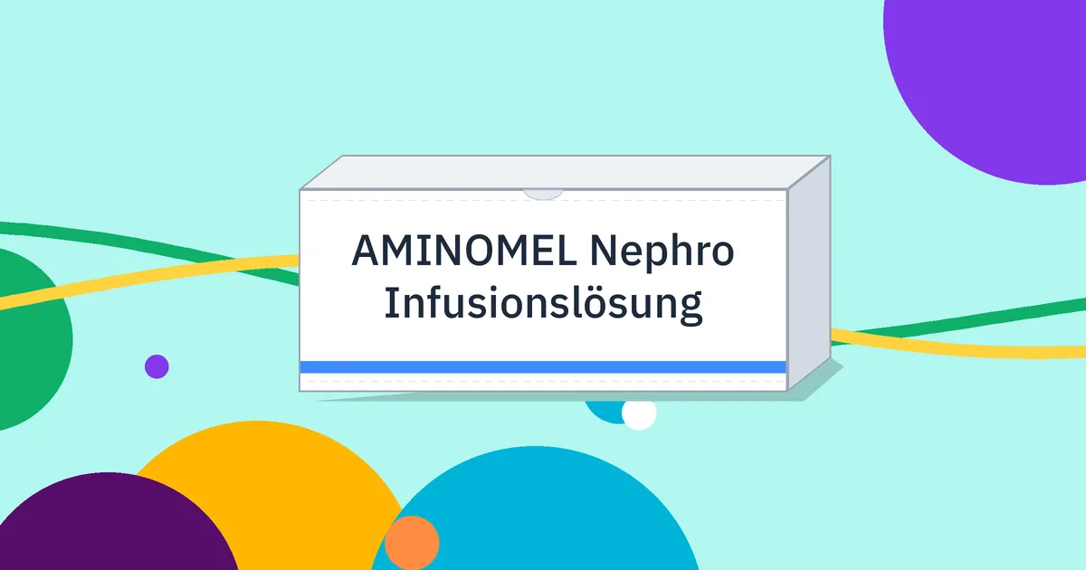 Symbolbild: Packung mit der Aufschrift AMINOMEL Nephro Infusionslösung (PZN 02778703) – Verfügbarkeit und Bezug in Apotheken in Frankfurt am Main