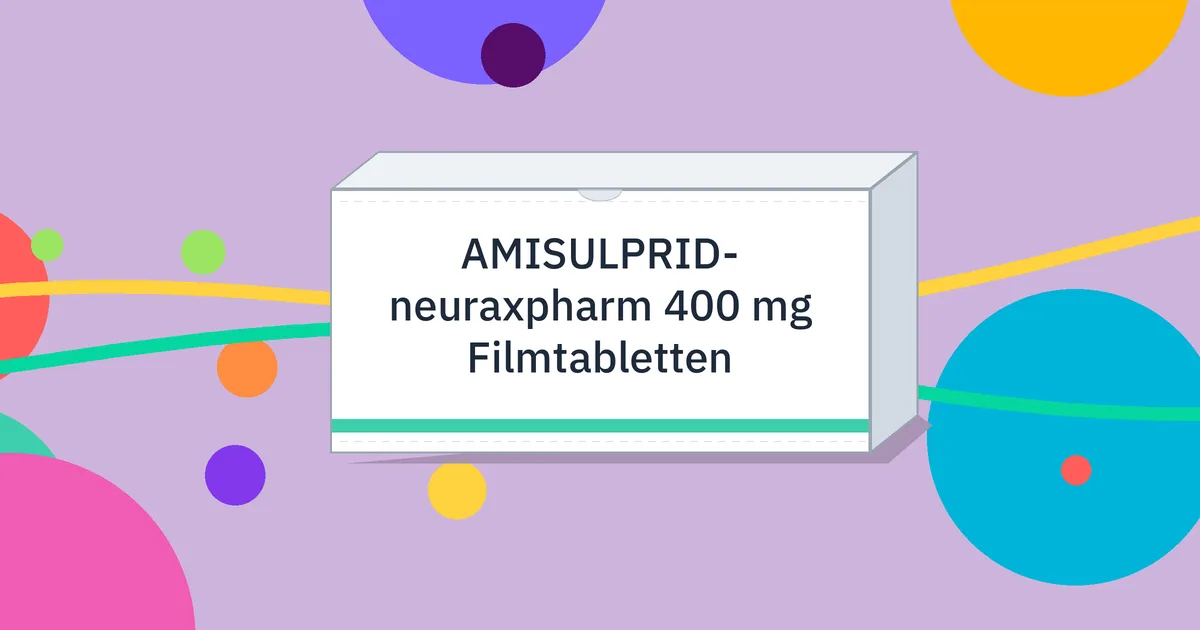 Symbolbild: Packung mit der Aufschrift AMISULPRID-neuraxpharm 400 mg Filmtabletten (PZN 03836644) – Verfügbarkeit und Bezug in Apotheken in Frankfurt am Main