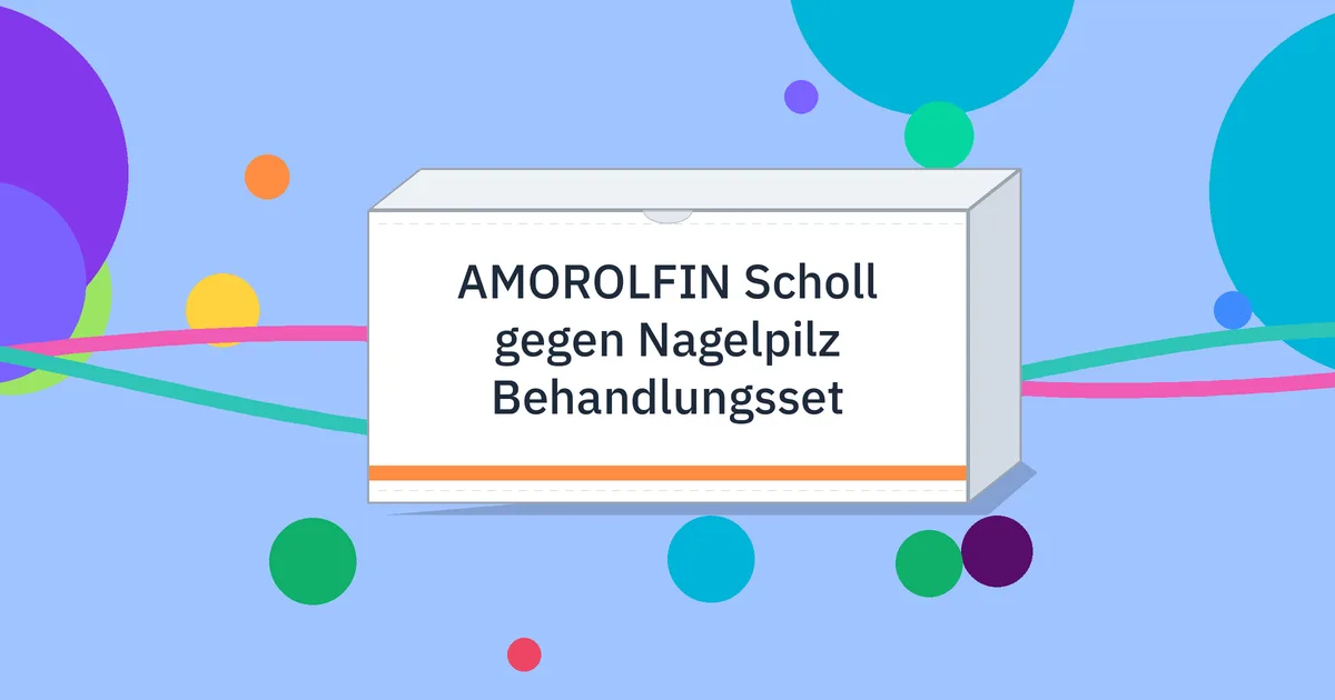 Symbolbild: Packung mit der Aufschrift AMOROLFIN Scholl gegen Nagelpilz Behandlungsset (PZN 14131409) – Verfügbarkeit und Bezug in Apotheken in Frankfurt am Main