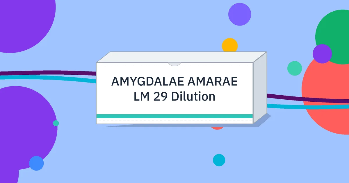 Symbolbild: Packung mit der Aufschrift AMYGDALAE AMARAE LM 29 Dilution (PZN 13325784) – Verfügbarkeit und Bezug in Apotheken in Frankfurt am Main