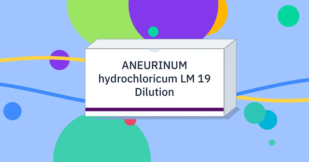 Symbolbild: Packung mit der Aufschrift ANEURINUM hydrochloricum LM 19 Dilution (PZN 13367601) – Verfügbarkeit und Bezug in Apotheken in Frankfurt am Main