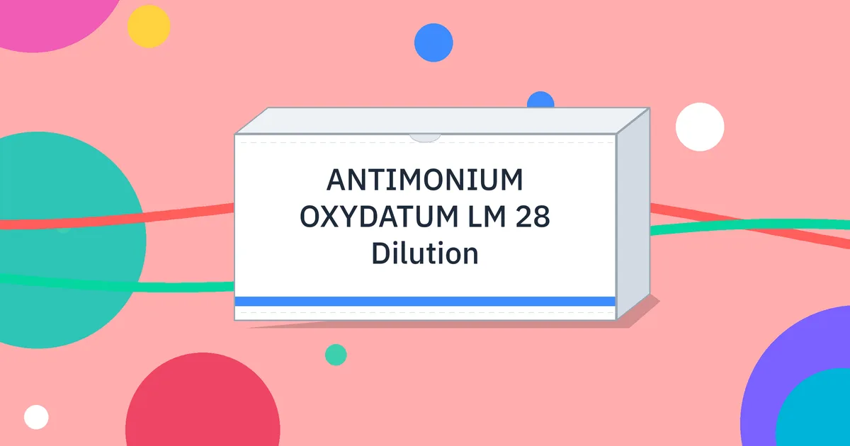 Symbolbild: Packung mit der Aufschrift ANTIMONIUM OXYDATUM LM 28 Dilution (PZN 13374765) – Verfügbarkeit und Bezug in Apotheken in Frankfurt am Main