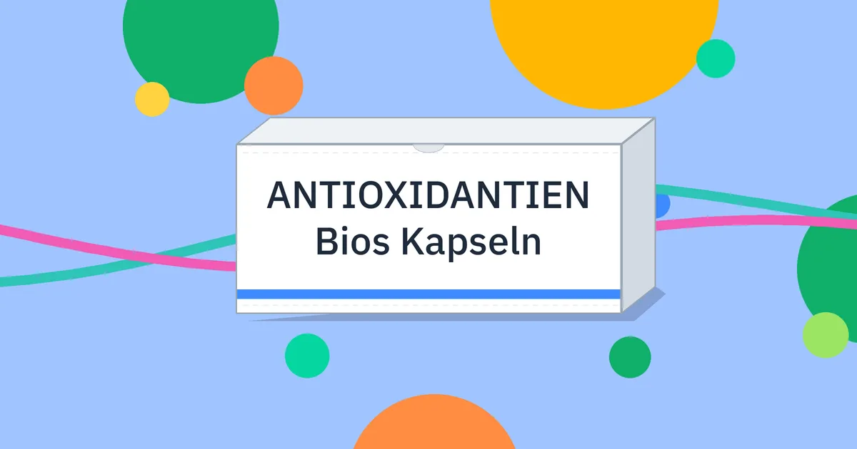 Symbolbild: Packung mit der Aufschrift ANTIOXIDANTIEN Bios Kapseln (PZN 00942713) – Verfügbarkeit und Bezug in Apotheken in Frankfurt am Main