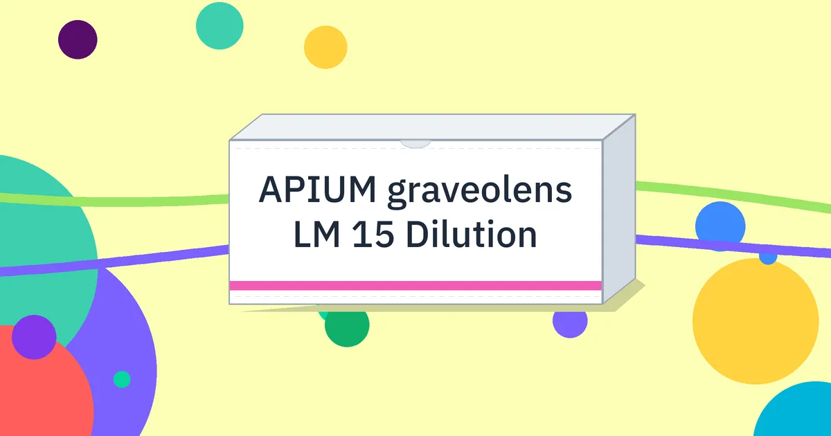 Symbolbild: Packung mit der Aufschrift APIUM graveolens LM 15 Dilution (PZN 13378289) – Verfügbarkeit und Bezug in Apotheken in Frankfurt am Main