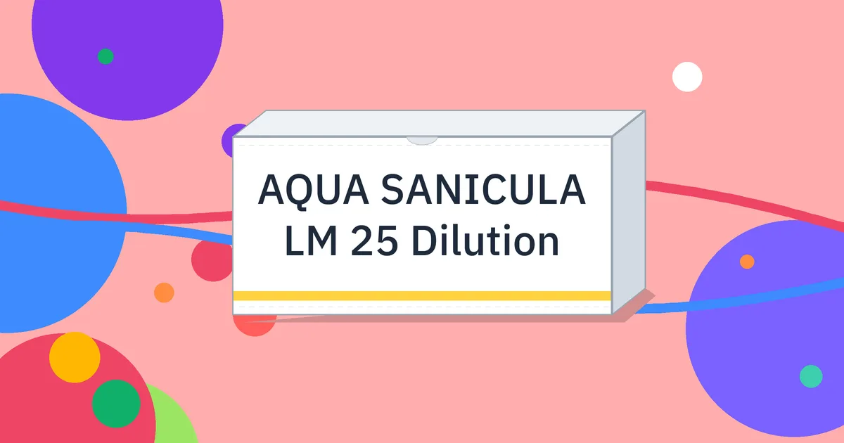 Symbolbild: Packung mit der Aufschrift AQUA SANICULA LM 25 Dilution (PZN 13382233) – Verfügbarkeit und Bezug in Apotheken in Frankfurt am Main