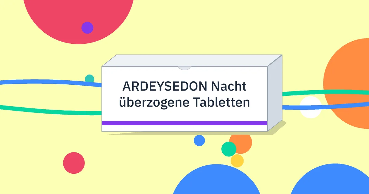Symbolbild: Packung mit der Aufschrift ARDEYSEDON Nacht überzogene Tabletten (PZN 02197805) – Verfügbarkeit und Bezug in Apotheken in Frankfurt am Main