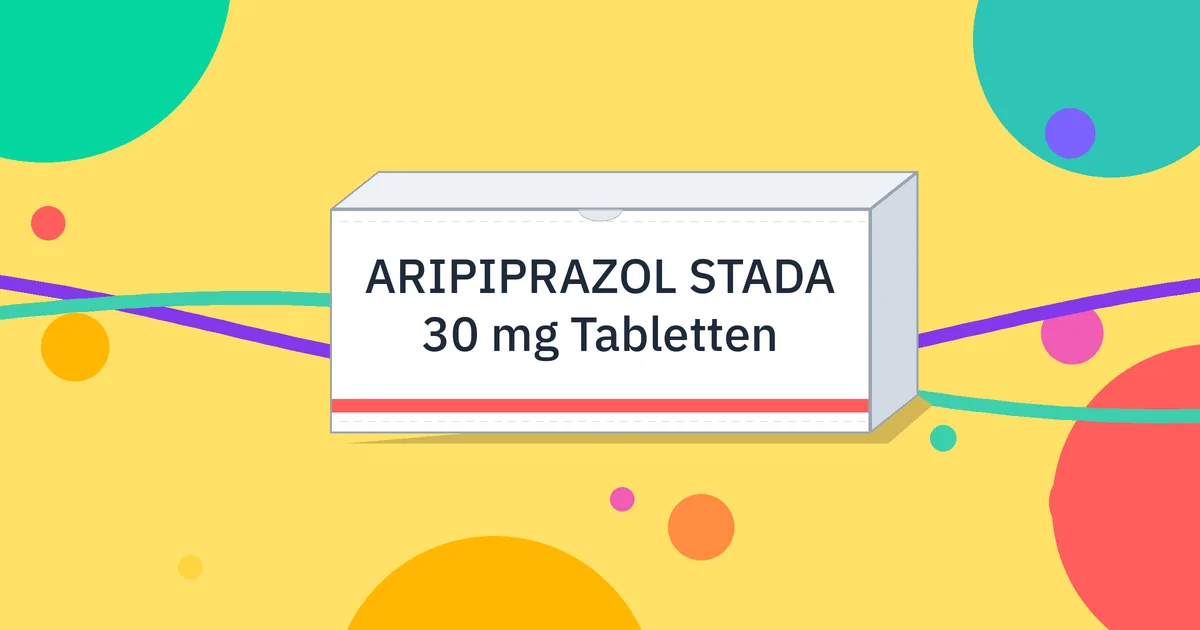 Symbolbild: Packung mit der Aufschrift ARIPIPRAZOL STADA 30 mg Tabletten (PZN 11651203) – Verfügbarkeit und Bezug in Apotheken in Frankfurt am Main