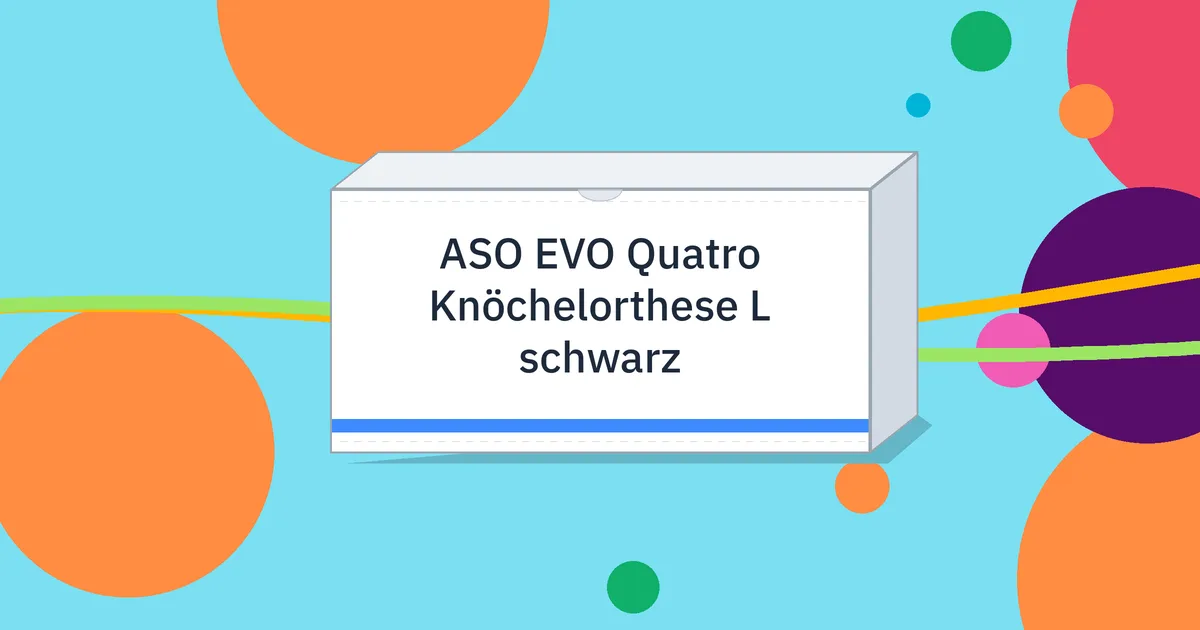 Symbolbild: Packung mit der Aufschrift ASO EVO Quatro Knöchelorthese L schwarz (PZN 10839809) – Verfügbarkeit und Bezug in Apotheken in Frankfurt am Main