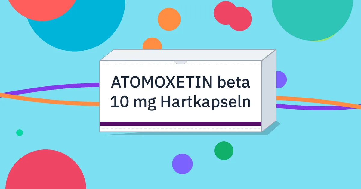 Symbolbild: Packung mit der Aufschrift ATOMOXETIN beta 10 mg Hartkapseln (PZN 14243999) – Verfügbarkeit und Bezug in Apotheken in Frankfurt am Main