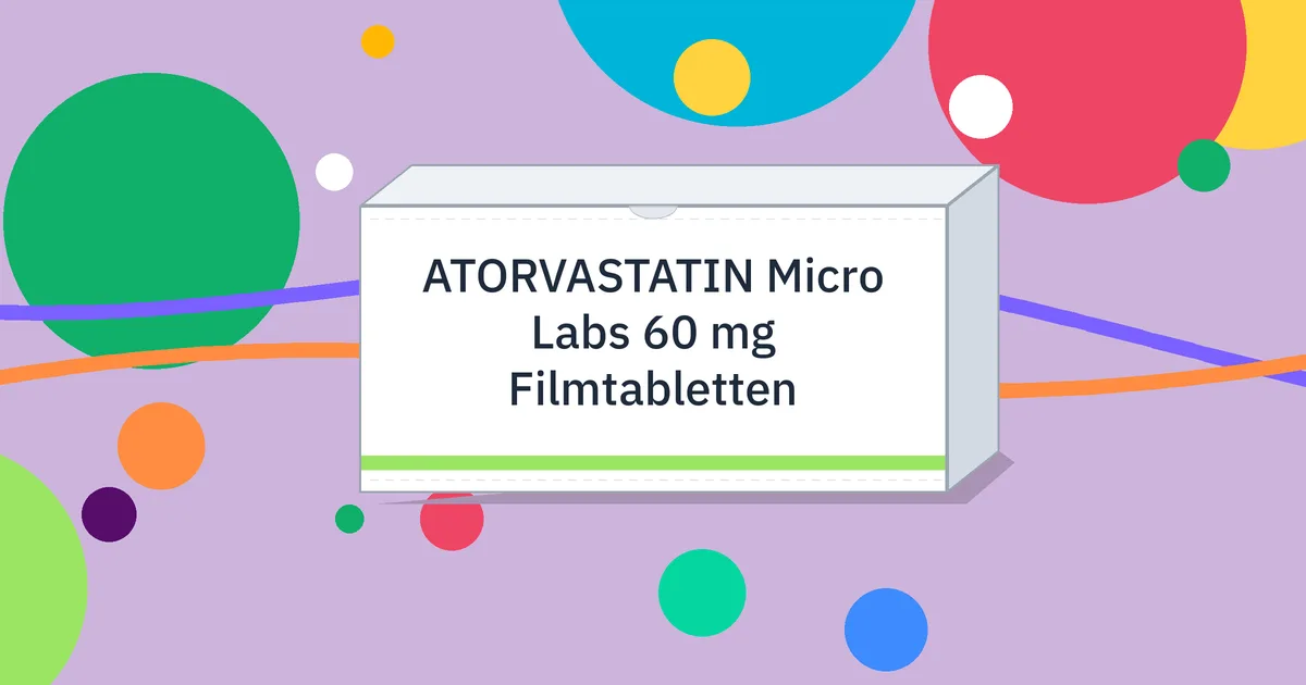 Symbolbild: Packung mit der Aufschrift ATORVASTATIN Micro Labs 60 mg Filmtabletten (PZN 18214807) – Verfügbarkeit und Bezug in Apotheken in Frankfurt am Main