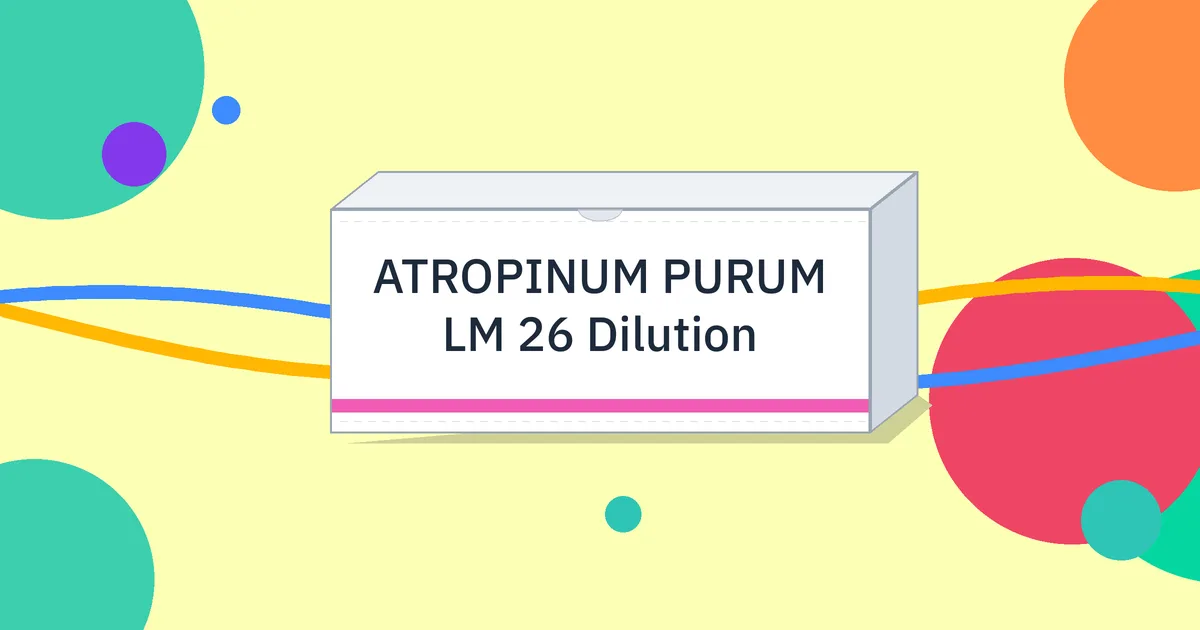 Symbolbild: Packung mit der Aufschrift ATROPINUM PURUM LM 26 Dilution (PZN 12782657) – Verfügbarkeit und Bezug in Apotheken in Frankfurt am Main