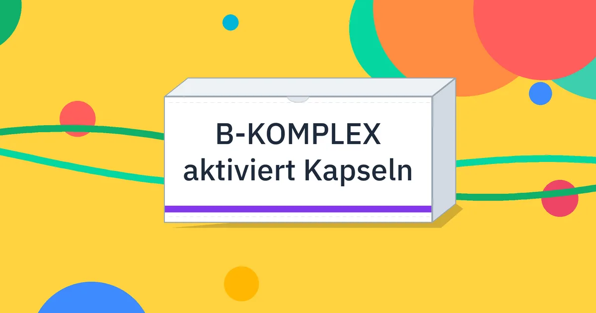 Symbolbild: Packung mit der Aufschrift B-KOMPLEX aktiviert Kapseln (PZN 11578854) – Verfügbarkeit und Bezug in Apotheken in Frankfurt am Main
