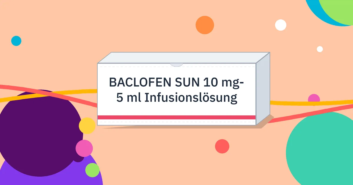 Symbolbild: Packung mit der Aufschrift BACLOFEN SUN 10 mg-5 ml Infusionslösung (PZN 06946505) – Verfügbarkeit und Bezug in Apotheken in Frankfurt am Main