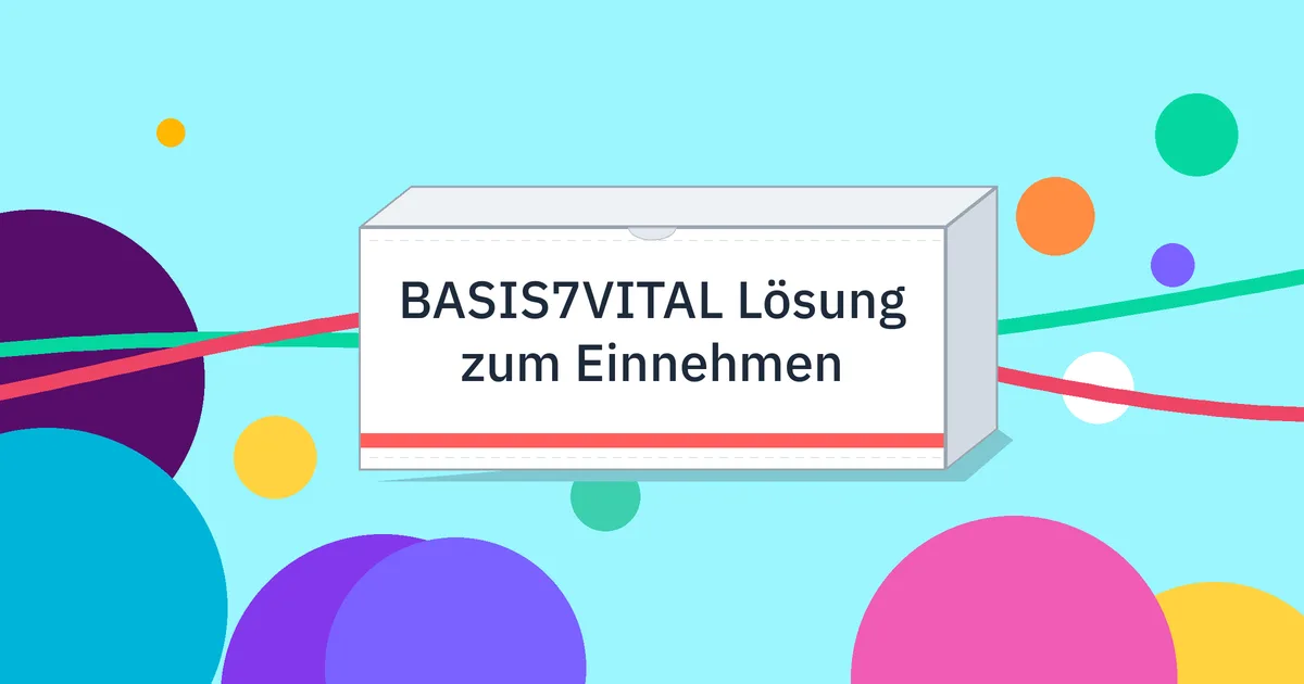 Symbolbild: Packung mit der Aufschrift BASIS7VITAL Lösung zum Einnehmen (PZN 17845865) – Verfügbarkeit und Bezug in Apotheken in Frankfurt am Main