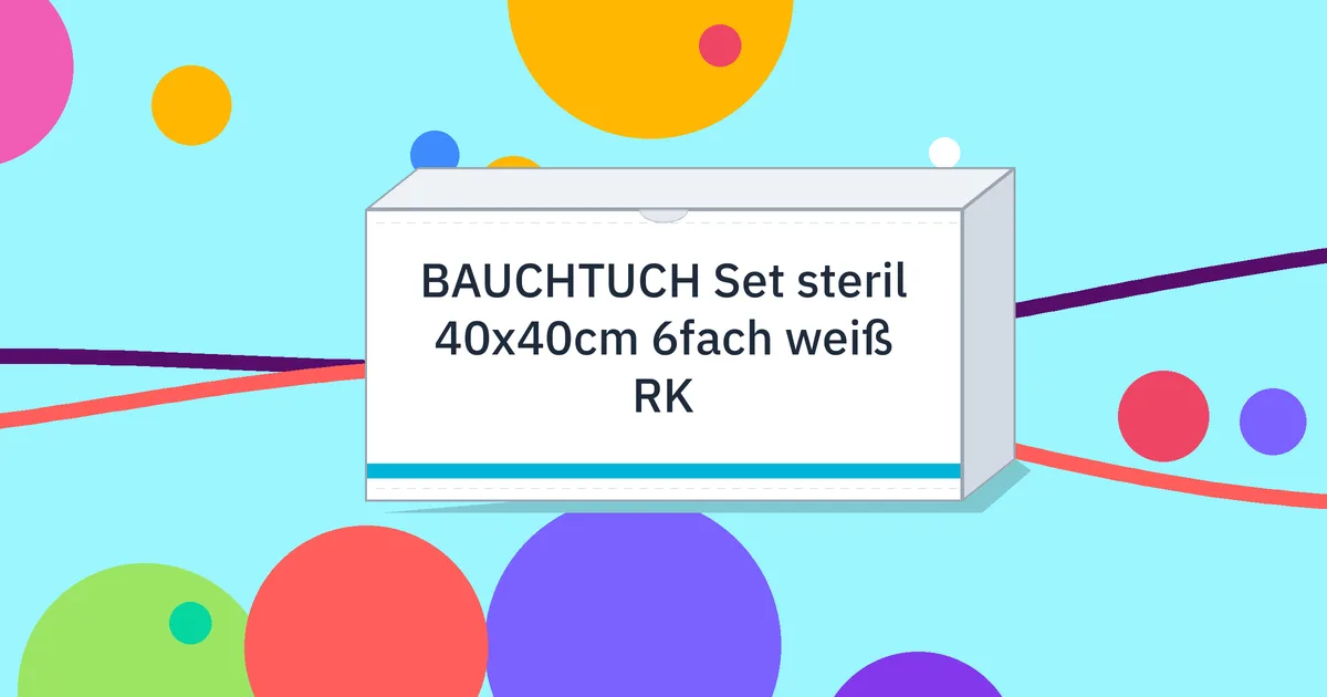 Symbolbild: Packung mit der Aufschrift BAUCHTUCH Set steril 40x40cm 6fach weiß RK (PZN 12407994) – Verfügbarkeit und Bezug in Apotheken in Frankfurt am Main