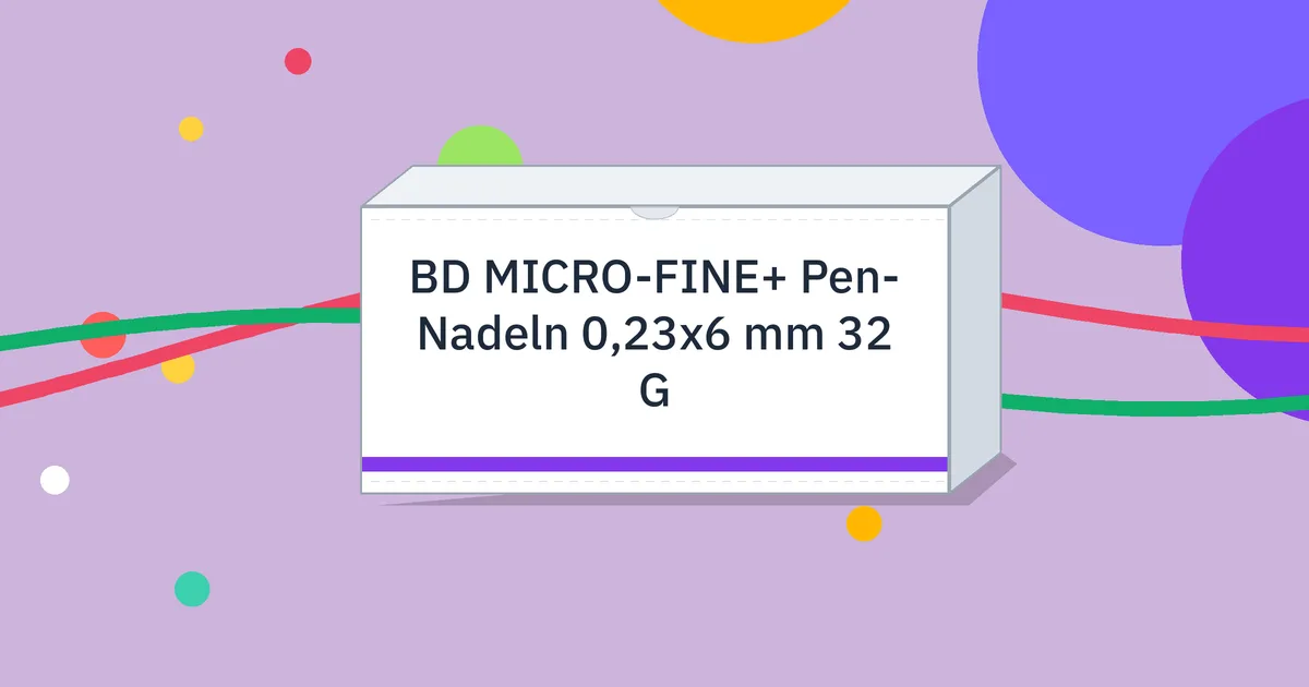 Symbolbild: Packung mit der Aufschrift BD MICRO-FINE+ Pen-Nadeln 0,23x6 mm 32 G (PZN 19280717) – Verfügbarkeit und Bezug in Apotheken in Frankfurt am Main