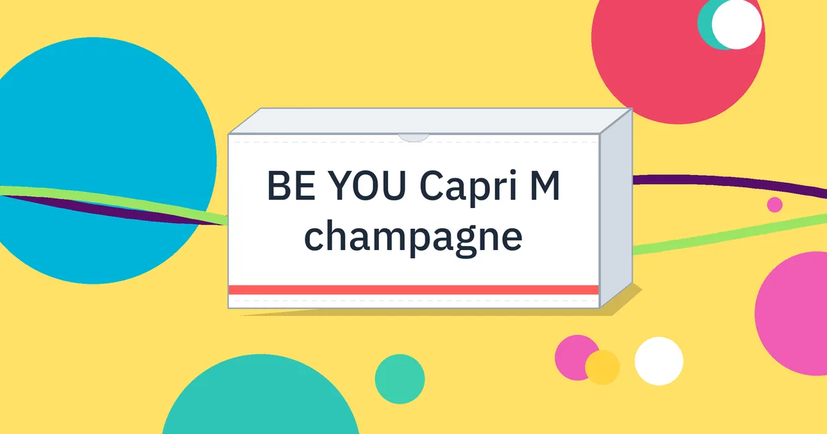 Symbolbild: Packung mit der Aufschrift BE YOU Capri M champagne (PZN 20720587) – Verfügbarkeit und Bezug in Apotheken in Frankfurt am Main