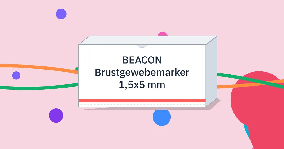 Symbolbild: Packung mit der Aufschrift BEACON Brustgewebemarker 1,5x5 mm (PZN 13334027) – Verfügbarkeit und Bezug in Apotheken in Frankfurt am Main