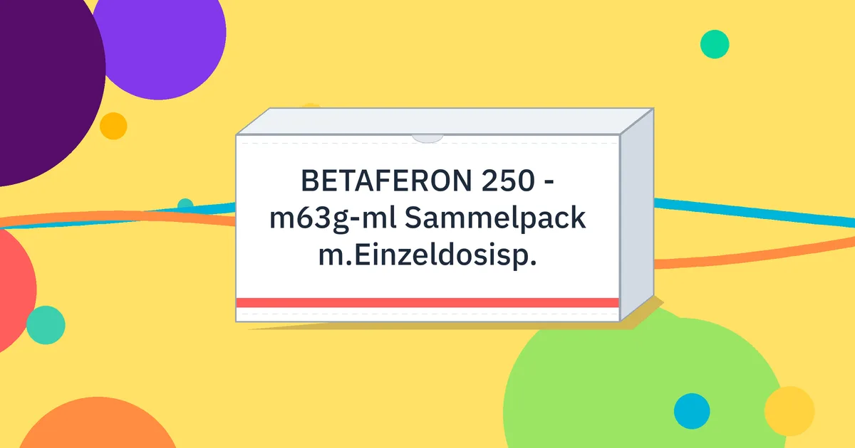 Symbolbild: Packung mit der Aufschrift BETAFERON 250 -m63g-ml Sammelpack m.Einzeldosisp. (PZN 11879604) – Verfügbarkeit und Bezug in Apotheken in Frankfurt am Main