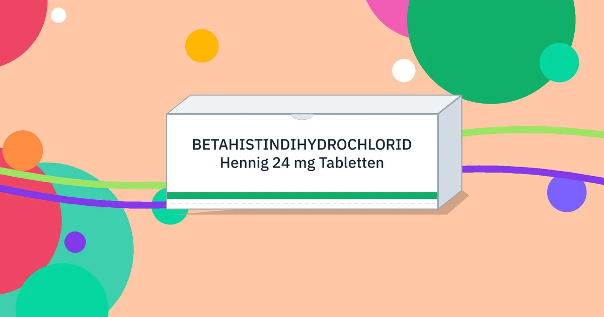 Symbolbild: Packung mit der Aufschrift BETAHISTINDIHYDROCHLORID Hennig 24 mg Tabletten (PZN 15415818) – Verfügbarkeit und Bezug in Apotheken in Frankfurt am Main