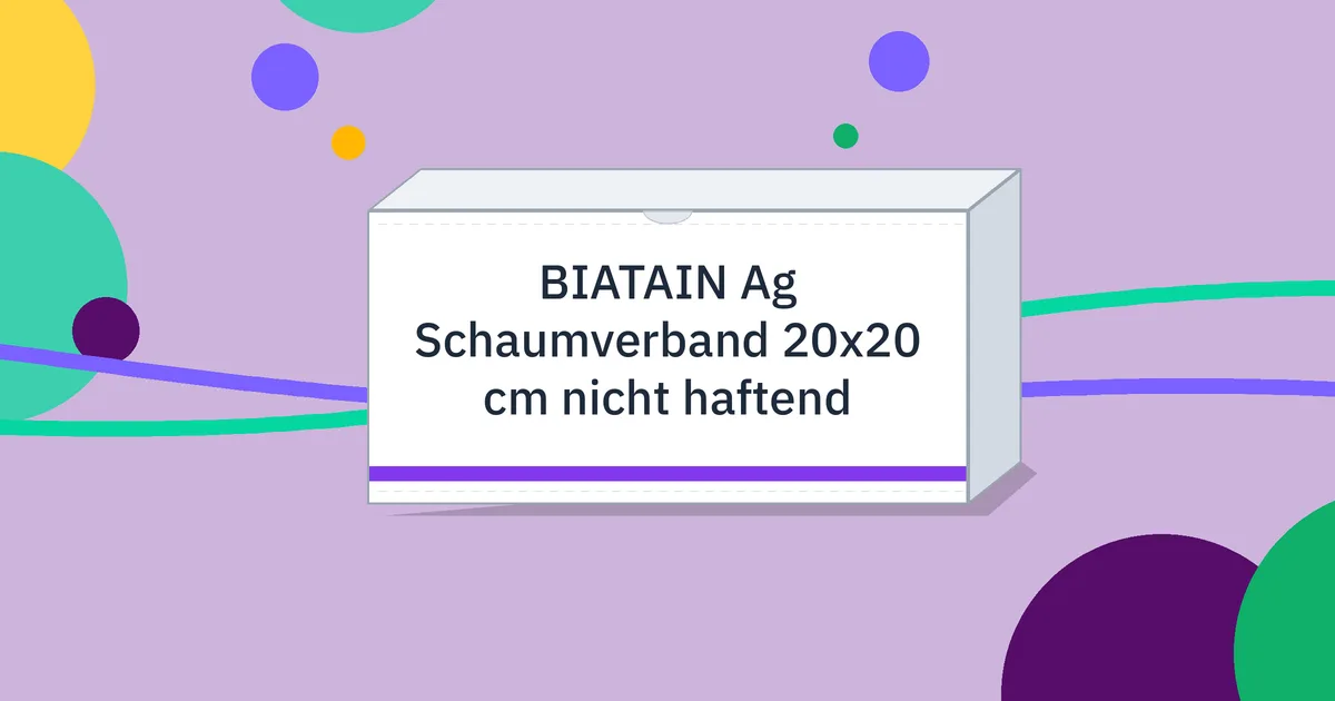 Symbolbild: Packung mit der Aufschrift BIATAIN Ag Schaumverband 20x20 cm nicht haftend (PZN 18122962) – Verfügbarkeit und Bezug in Apotheken in Frankfurt am Main