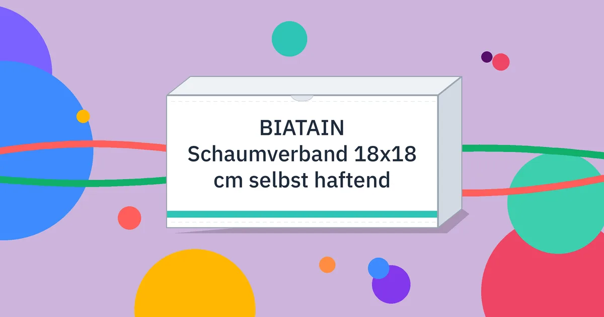 Symbolbild: Packung mit der Aufschrift BIATAIN Schaumverband 18x18 cm selbst haftend (PZN 12653658) – Verfügbarkeit und Bezug in Apotheken in Frankfurt am Main
