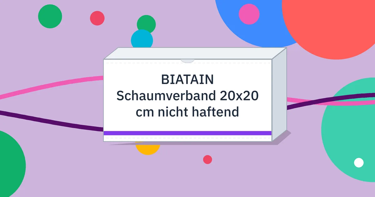 Symbolbild: Packung mit der Aufschrift BIATAIN Schaumverband 20x20 cm nicht haftend (PZN 13343701) – Verfügbarkeit und Bezug in Apotheken in Frankfurt am Main