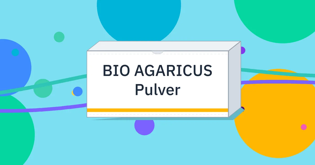 Symbolbild: Packung mit der Aufschrift BIO AGARICUS Pulver (PZN 10790575) – Verfügbarkeit und Bezug in Apotheken in Frankfurt am Main