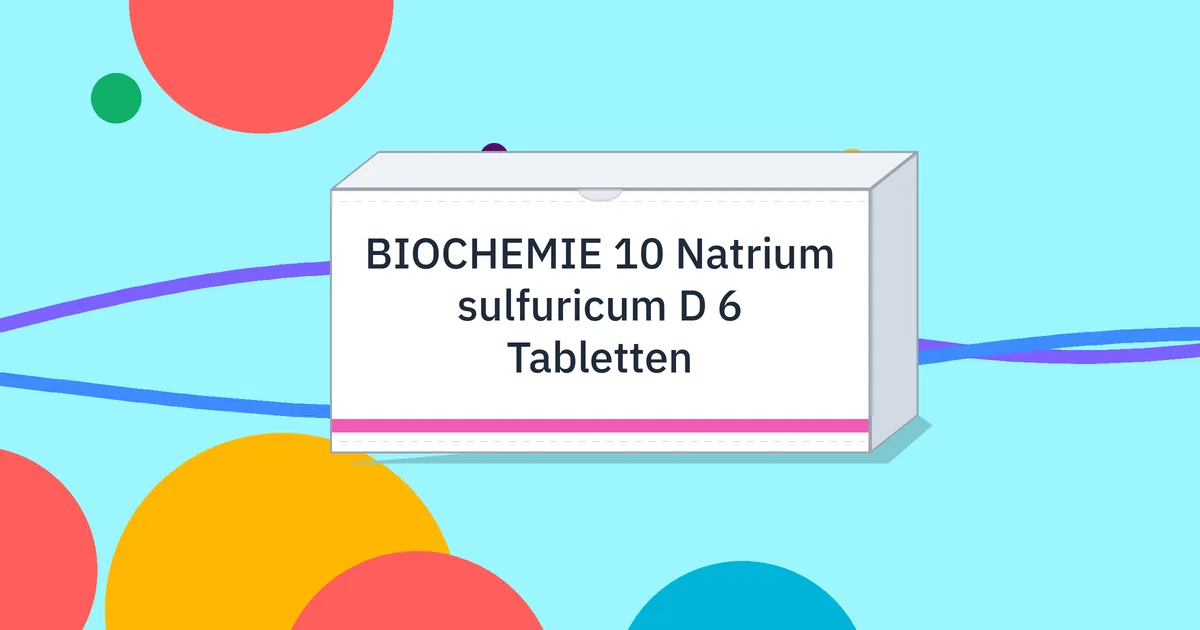 Symbolbild: Packung mit der Aufschrift BIOCHEMIE 10 Natrium sulfuricum D 6 Tabletten (PZN 01073840) – Verfügbarkeit und Bezug in Apotheken in Frankfurt am Main