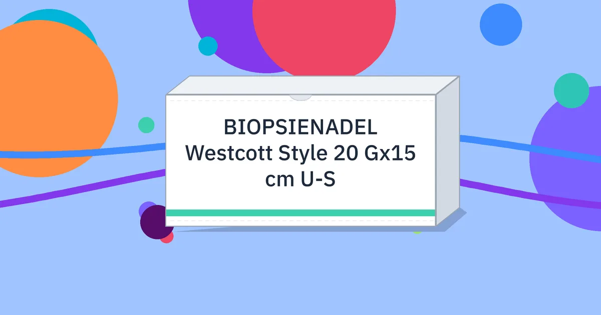 Symbolbild: Packung mit der Aufschrift BIOPSIENADEL Westcott Style 20 Gx15 cm U-S (PZN 06771649) – Verfügbarkeit und Bezug in Apotheken in Frankfurt am Main
