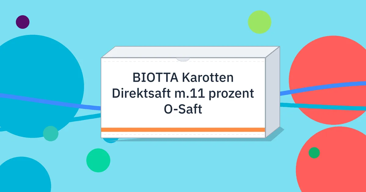 Symbolbild: Packung mit der Aufschrift BIOTTA Karotten Direktsaft m.11 prozent O-Saft (PZN 00960390) – Verfügbarkeit und Bezug in Apotheken in Frankfurt am Main